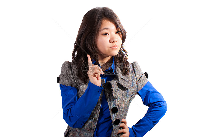纯亚洲女孩手指权威青少年纪律黑色蓝色白色情绪化黑发恶作剧高清图片下载 正版图片320698135 摄图网