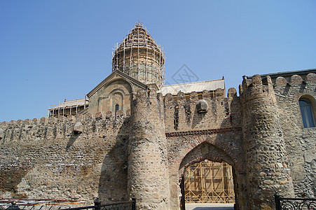 格鲁吉亚古代首都麦克克塞塔Mcxeta外 格鲁吉亚的象征之一历史性游客文化基督教会建筑学宗教堡垒城堡天空高清图片下载-正版图片 ...