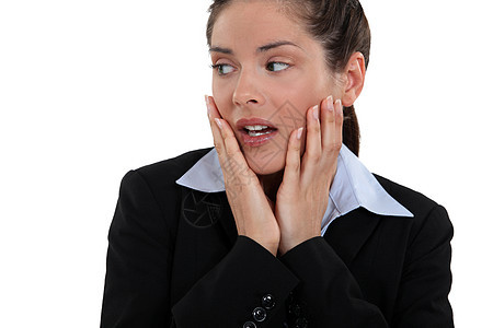令人焦虑的女商务人士人士情绪化眼睛压力苦恼商务挫折情感震惊手势高清图片下载-正版图片320799673-摄图网