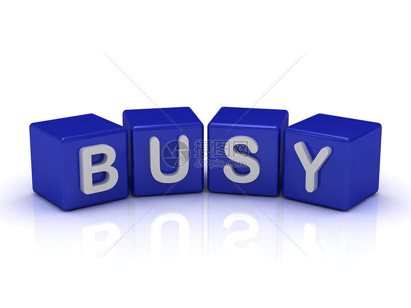 蓝色立方体上的 BUSY 字词高清图片下载-正版图片320858684-摄图网