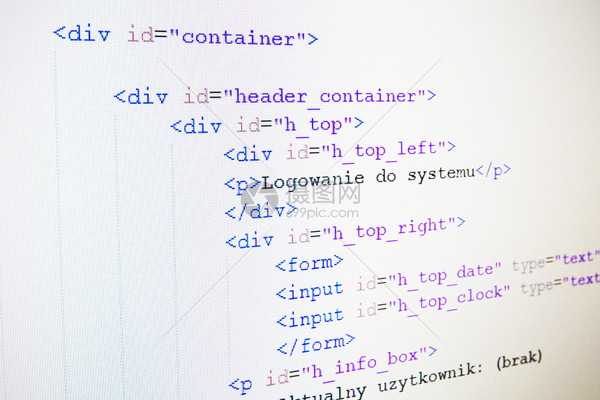 Lcd 屏幕上的 Html 语言代码编码格式电脑数据技术数字插图编程展示网页高清图片下载 正版图片320862286 摄图网