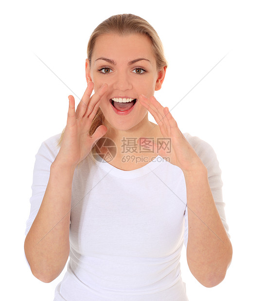 呼喊妇女嗓音白色女士微笑青年尖叫女孩金发长发女子高清图片下载 正版图片321131235 摄图网