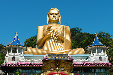 斯里兰卡达姆布拉金金殿寺建筑学蓝色石头旅行世界佛教徒文化天空金子冥想高清图片下载-正版图片321652869-摄图网