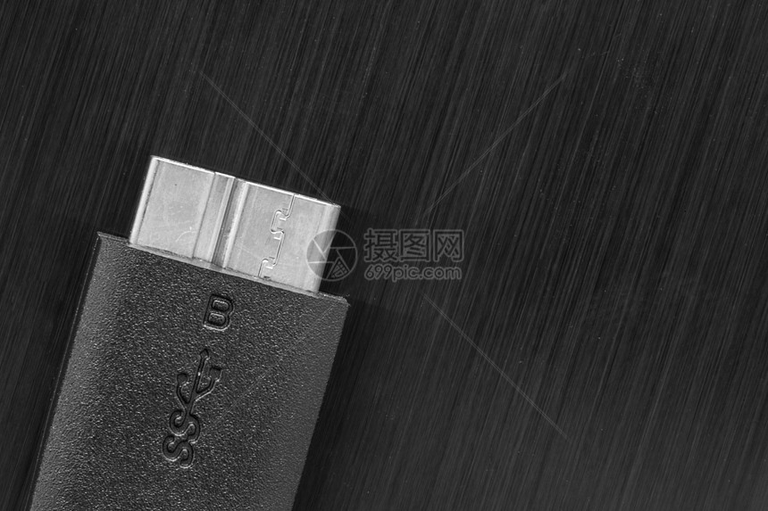 特写电线USB SS的黑色端高清图片下载-正版图片321756055-摄图网