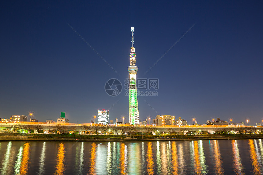 东京天树照明建筑物病房墨田建筑学天空天际城市建筑晴空塔景观高清图片下载-正版图片321976666-摄图网