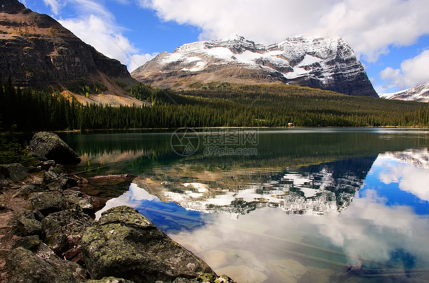 加拿大不列颠哥伦比亚省约霍国家公园奥哈拉湖天空树木高山森林高原松树公园风景冰川蓝色高清图片下载-正版图片321980596-摄图网