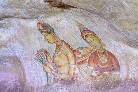 斯里兰卡Sigirya古代著名墙壁绘画壁画寺庙岩石公主地标世界女士文化女王狮子历史高清图片下载-正版图片321343423-摄图网