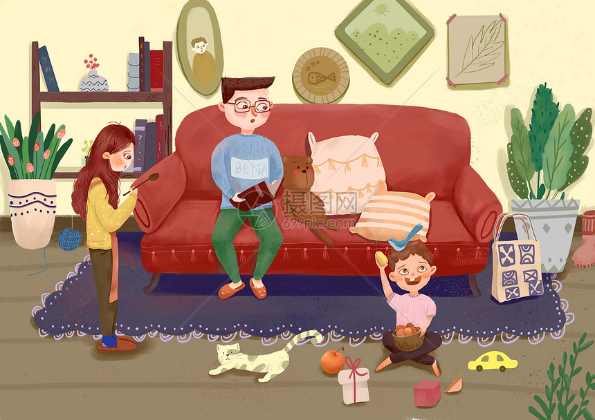 亲子教育插画插画图片下载-正版图片400064727-摄图网