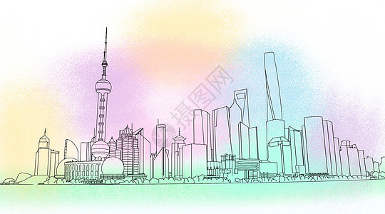 陆家嘴插画_陆家嘴卡通_陆家嘴插图_手绘_板绘_摄图网