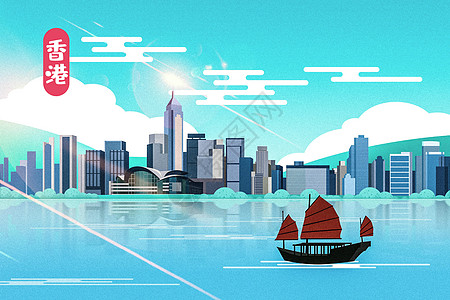 香港插画_香港卡通_香港插图_手绘_板绘_摄图网
