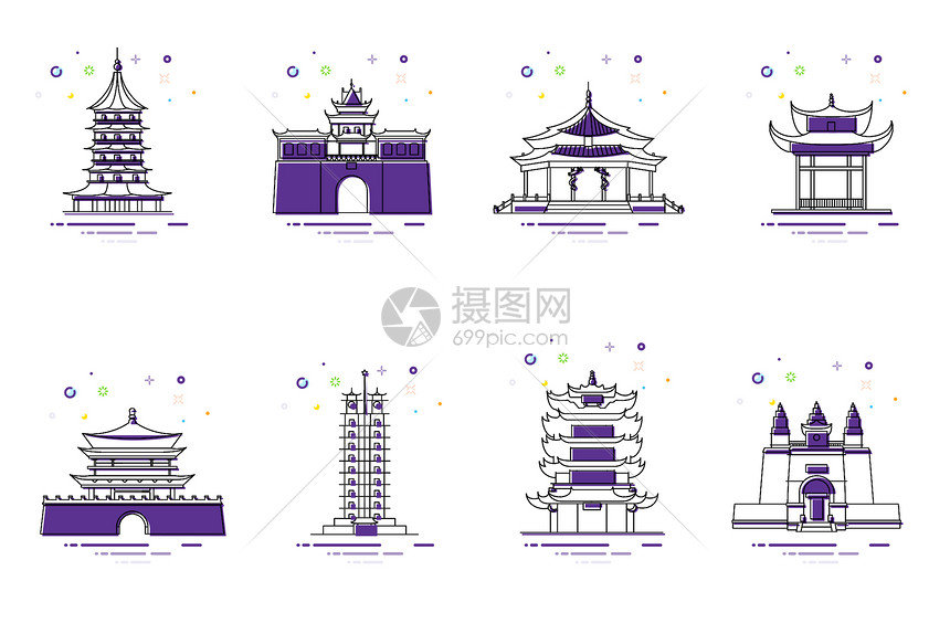 中国地标建筑插画图片下载-正版图片400135662-摄图网