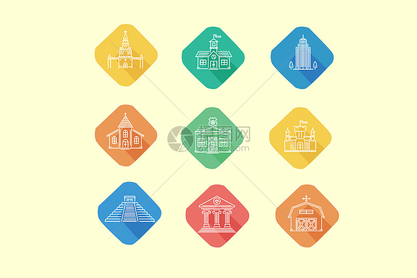 建筑图标类插画图片下载-正版图片400162322-摄图网