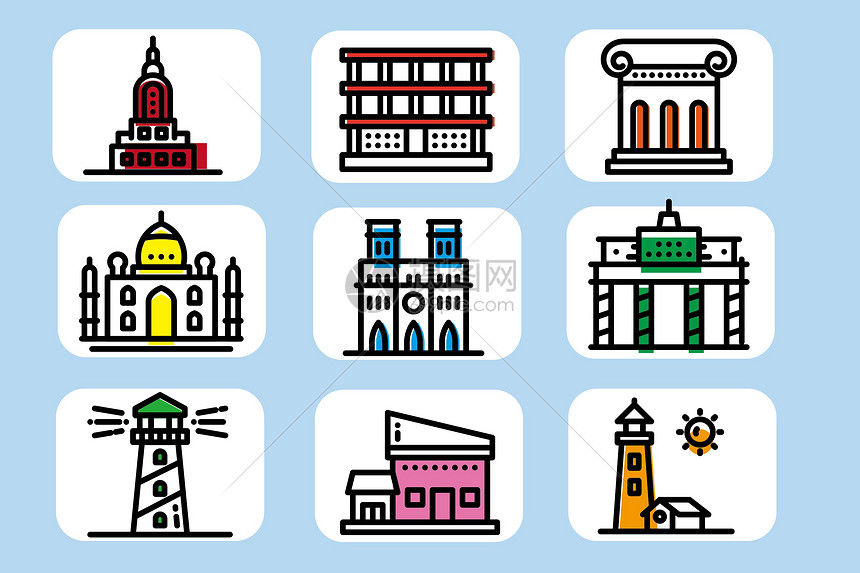 建筑类图标插画图片下载-正版图片400186541-摄图网