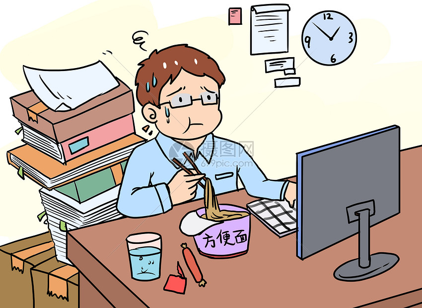 加班补贴漫画插画图片下载-正版图片400220496-摄图网