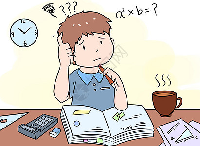 做作业漫画插画图片下载-正版图片400201765-摄图网