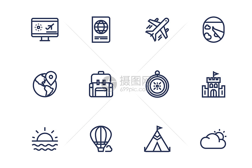 旅游图标插画图片下载-正版图片400248745-摄图网