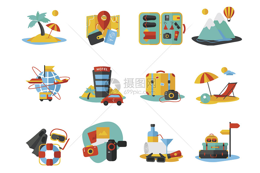 旅游图标插画图片下载-正版图片400289728-摄图网