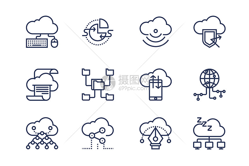 云端科技图标插画图片下载-正版图片400318532-摄图网
