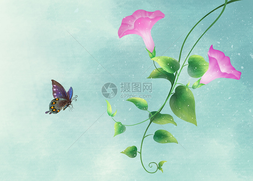 牵牛花插画图片下载-正版图片400580844-摄图网