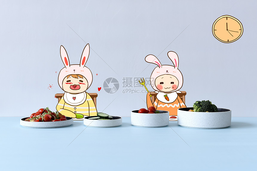 可爱家庭午饭手绘配图插画图片下载-正版图片400650746-摄图网