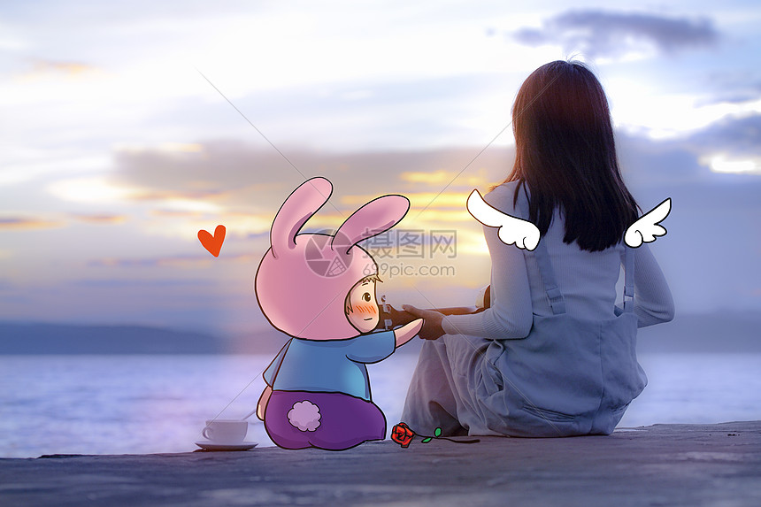 温情陪伴插画图片下载-正版图片400652022-摄图网