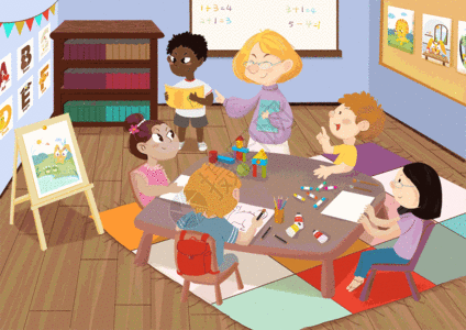 亲子教育插画GIF动图图片-正版gif素材401584476-摄图网