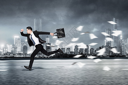 超现实主义人在城市高楼上奔跑图片素材-正版创意图片500310258-摄图网