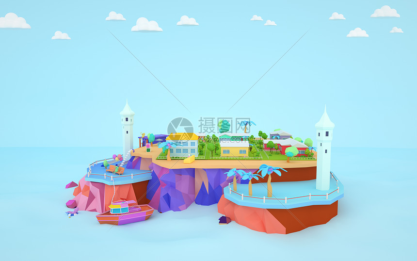 卡通城市场景图片素材-正版创意图片401321100-摄图网