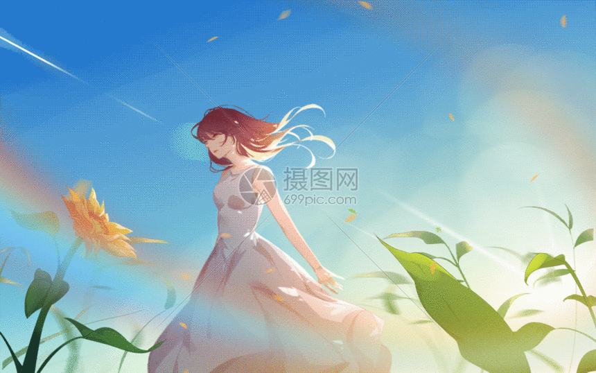 夏日美少女GIF动图动图图片-正版gif素材401594684-摄图网