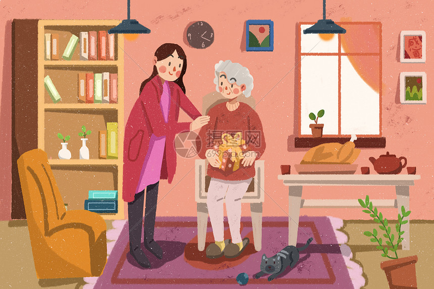 感恩节送父母礼物感恩父母插画图片下载-正版图片401653234-摄图网