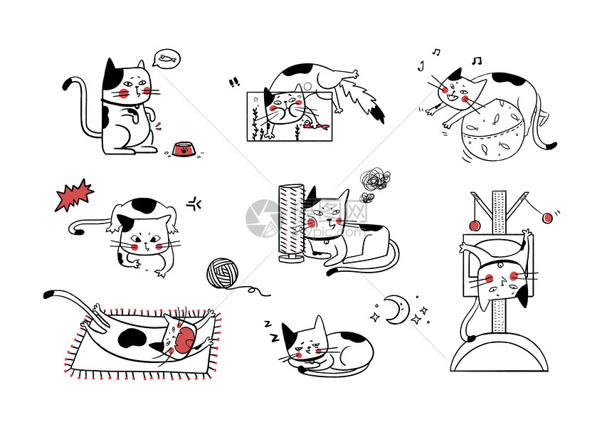 动物简笔画猫插画图片下载-正版图片401691136-摄图网