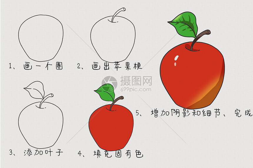 苹果简笔画教程插画图片下载-正版图片401692057-摄图网