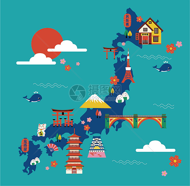 日本旅游地图插画图片下载-正版图片401949637-摄图网