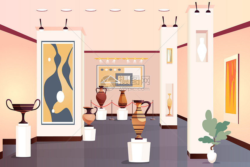 展览馆博物馆矢量插画插画图片下载-正版图片402009168-摄图网