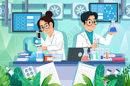 科研插画_科研卡通_科研插图_手绘_板绘_摄图网