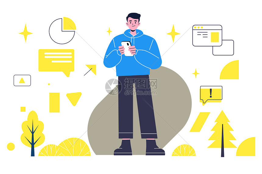 商务扁平人物拿手机矢量插画插画图片下载-正版图片402179666-摄图网