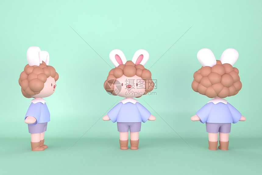 C4D女孩3d人物形象IP模型插画图片下载-正版图片402187687-摄图网