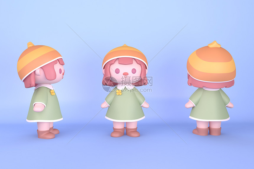 3d女孩C4D卡通IP模型插画图片下载-正版图片402187692-摄图网