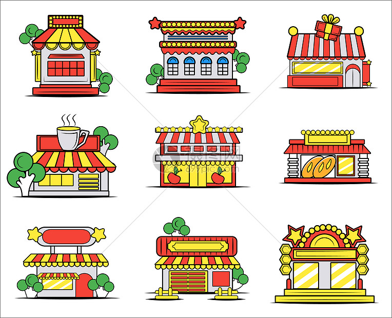 商场商店购物建筑图标icon插画图片下载-正版图片402188660-摄图网