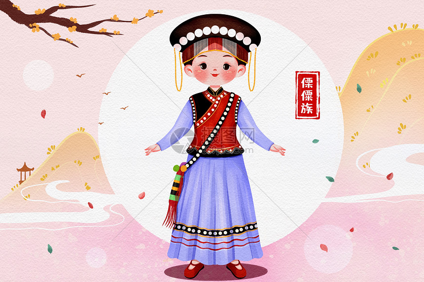 56个名族之傈僳族插画插画图片下载-正版图片402189074-摄图网