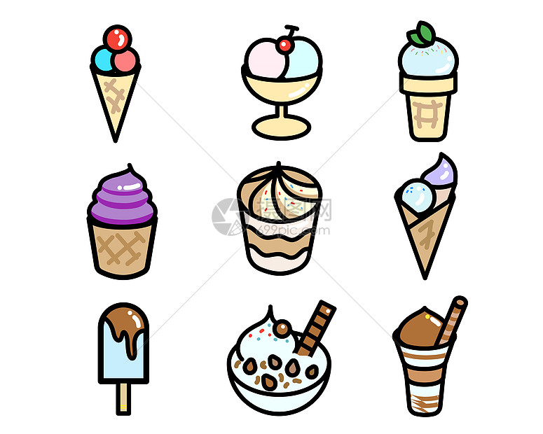 彩色ICON冰激凌图标插画图片下载-正版图片402189719-摄图网
