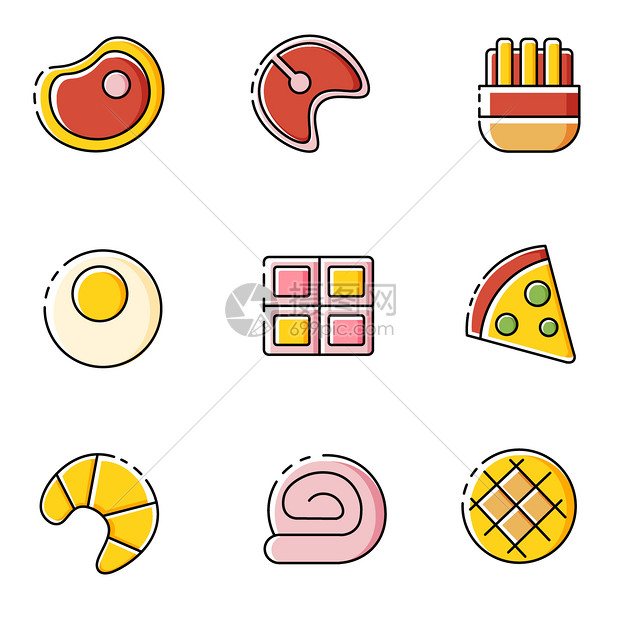 彩色icon图标美味美食插画图片下载-正版图片402193168-摄图网
