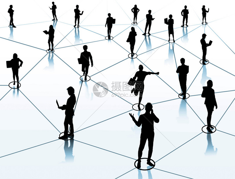 站立在虚拟连接网络插画图片下载-正版图片402212208-摄图网