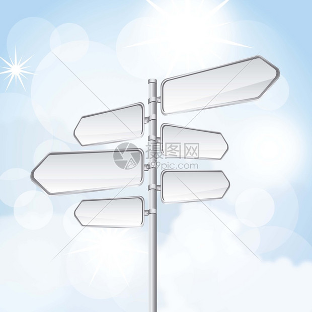 天空背景上的空白路标矢量图插画图片下载-正版图片402216926-摄图网