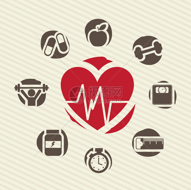 线背景矢量图上的健康图标插画图片下载-正版图片402234524-摄图网