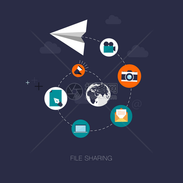 矢量现代文件共享概念图插画图片下载-正版图片402247350-摄图网