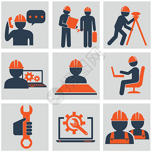 工程师施工设备机器操作员管理和制造图标平面插画图片下载-正版图片402258670-摄图网