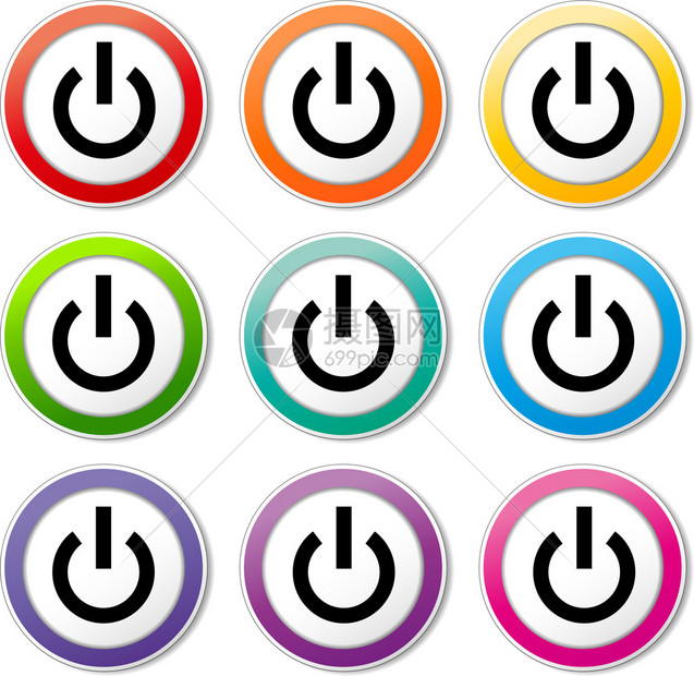 电源图标各种颜色集的插图插画图片下载-正版图片402256836-摄图网