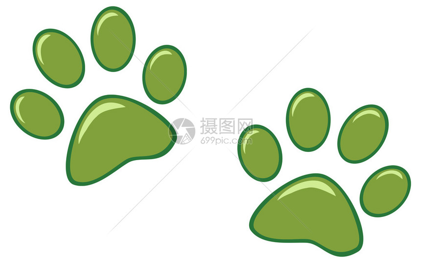 绿色Paw印刷插画图片下载-正版图片402261404-摄图网
