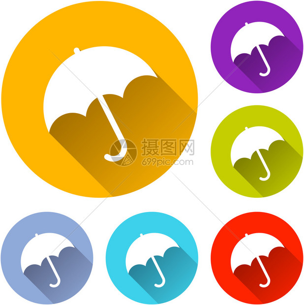 六个彩色雨伞图标的矢量图插画图片下载-正版图片402267478-摄图网